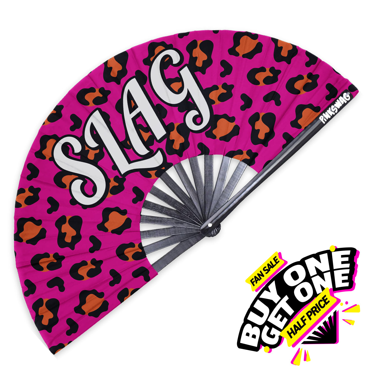 SLAG Fan | Leopard Print Drag Accessory | LGBTQ+ Party Clack Fan
